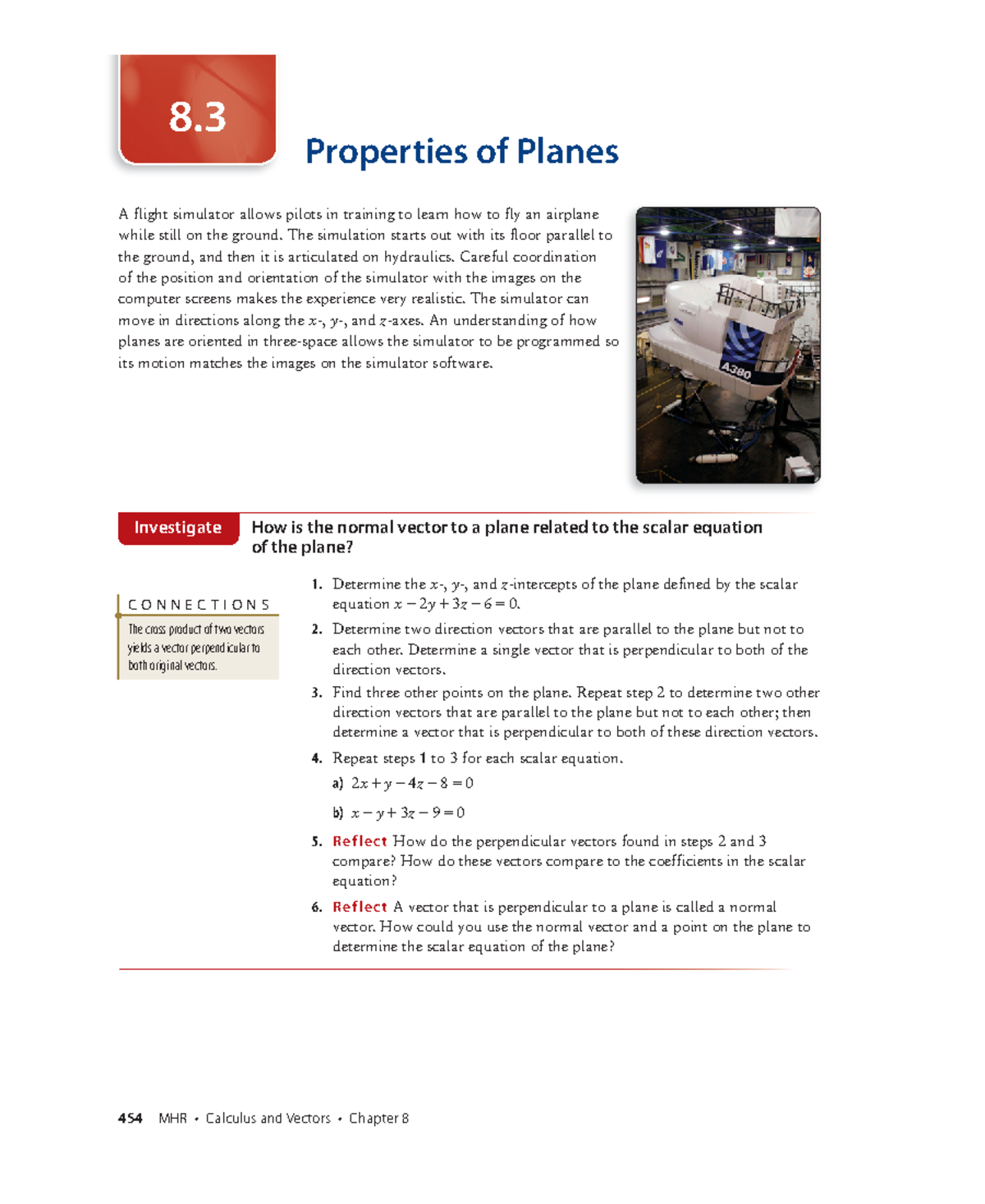 8 3 Properties of Planes - 454 MHR • Calculus and Vectors • Chapter 8 8 ...