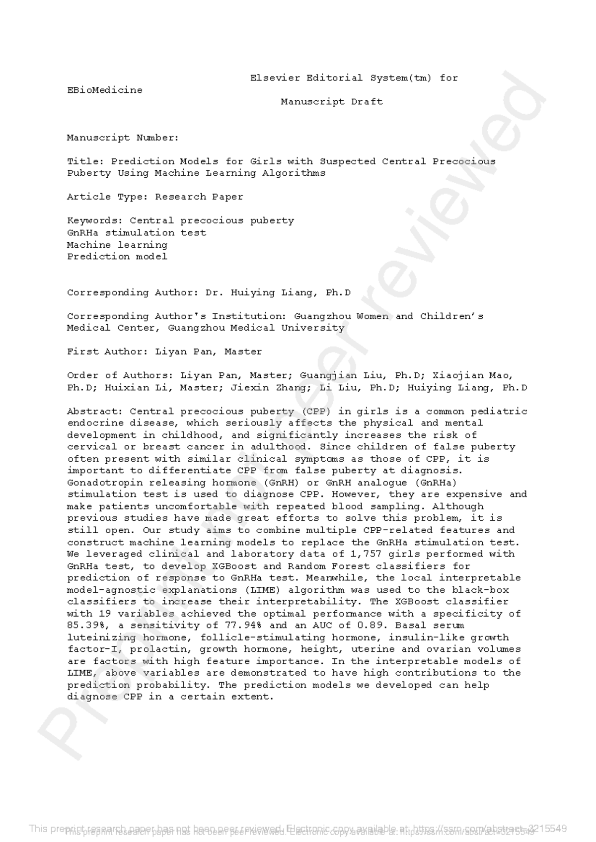 Ssrn-3215549 - machine learning - Elsevier Editorial System(tm) for ...