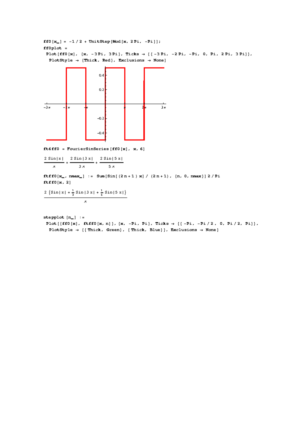 Bai tap tuan 7 - sdasda - ff0@x_D = - 1 ê 2 + UnitStep@Mod@x, 2 Pi ...