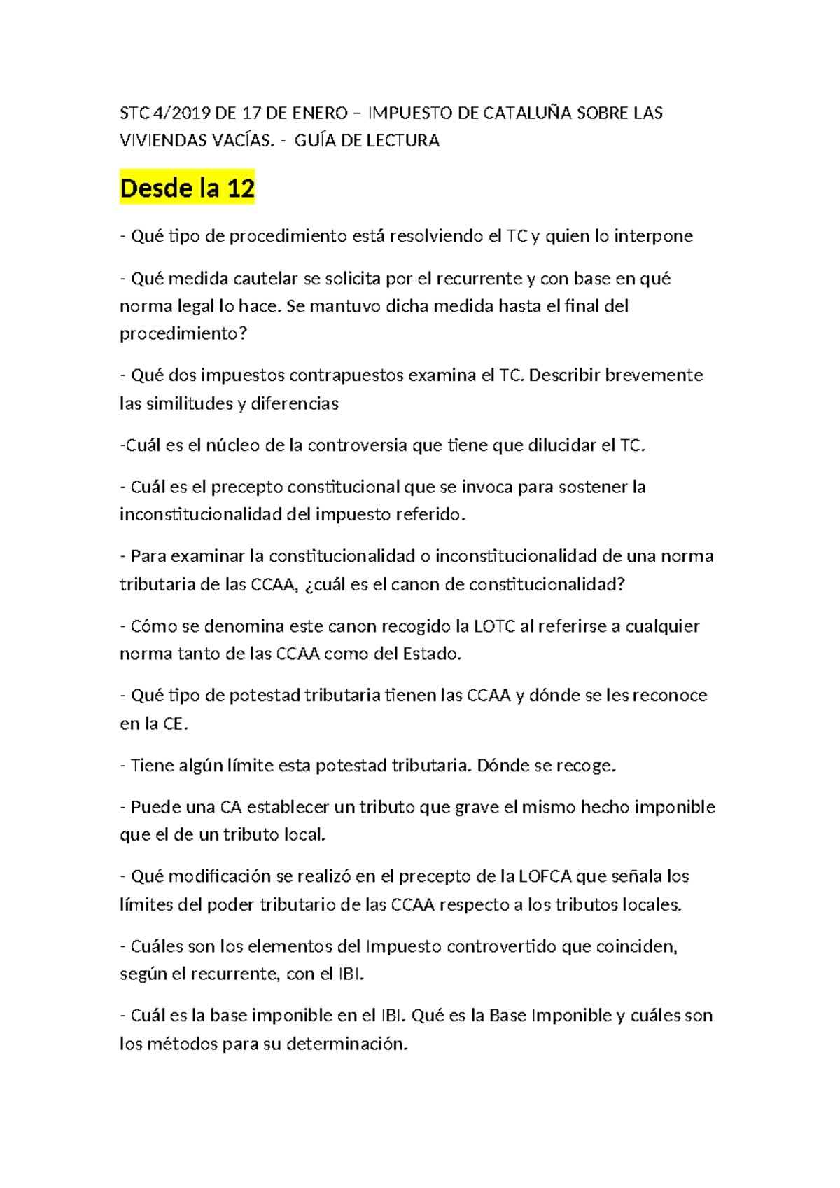 STC 4-2019 de 17 de Enero - Impuesto catalán sobre viviendas vacías ...
