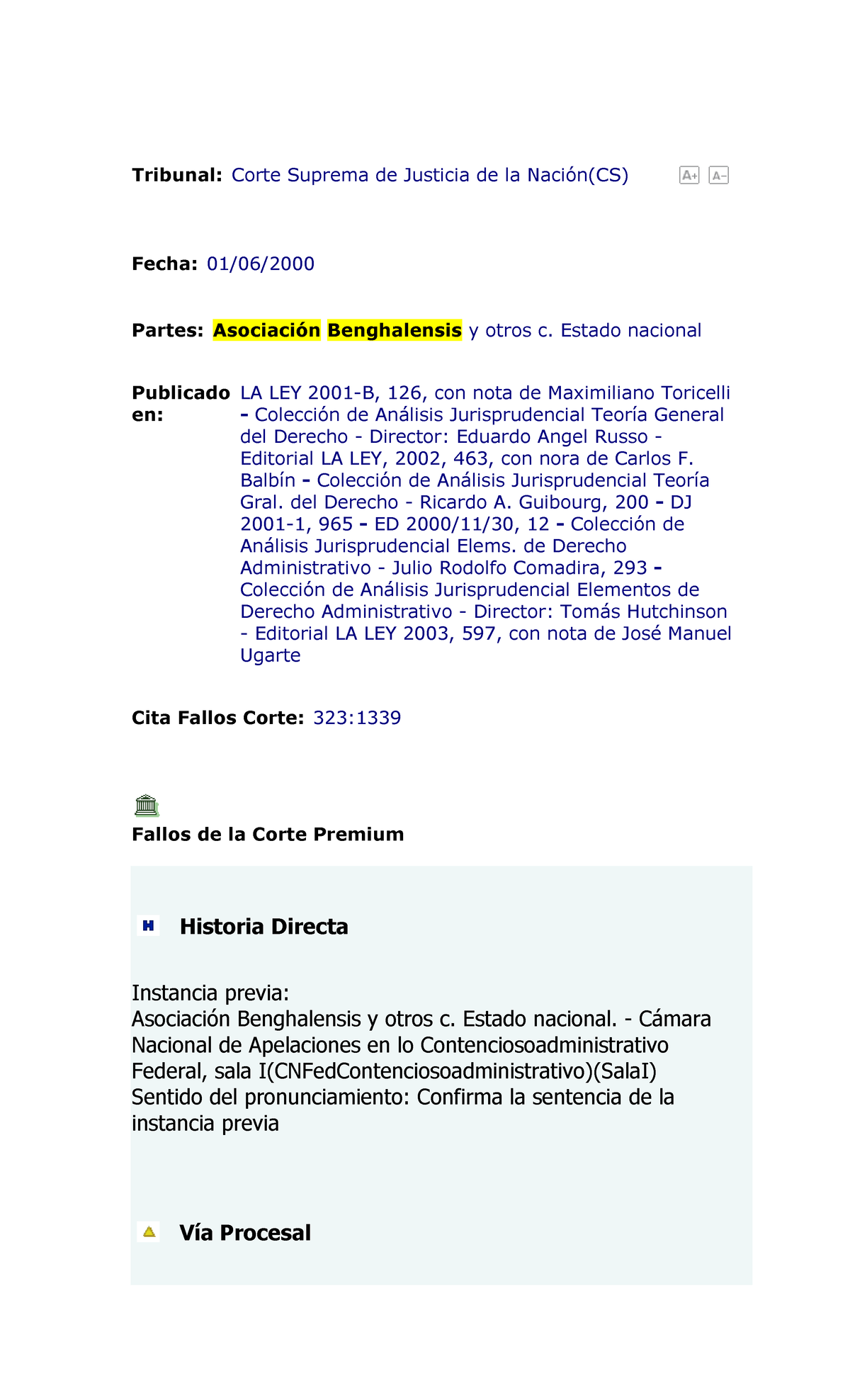 Asociacion Benghalensis - CSJN - Tribunal: Corte Suprema de Justicia de ...