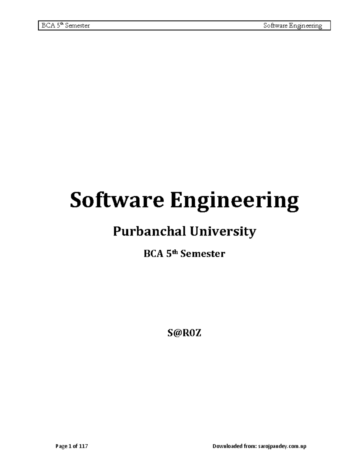 SE-BCA-S@R0Z - Its lecture notes - Software Engineering Purbanchal ...