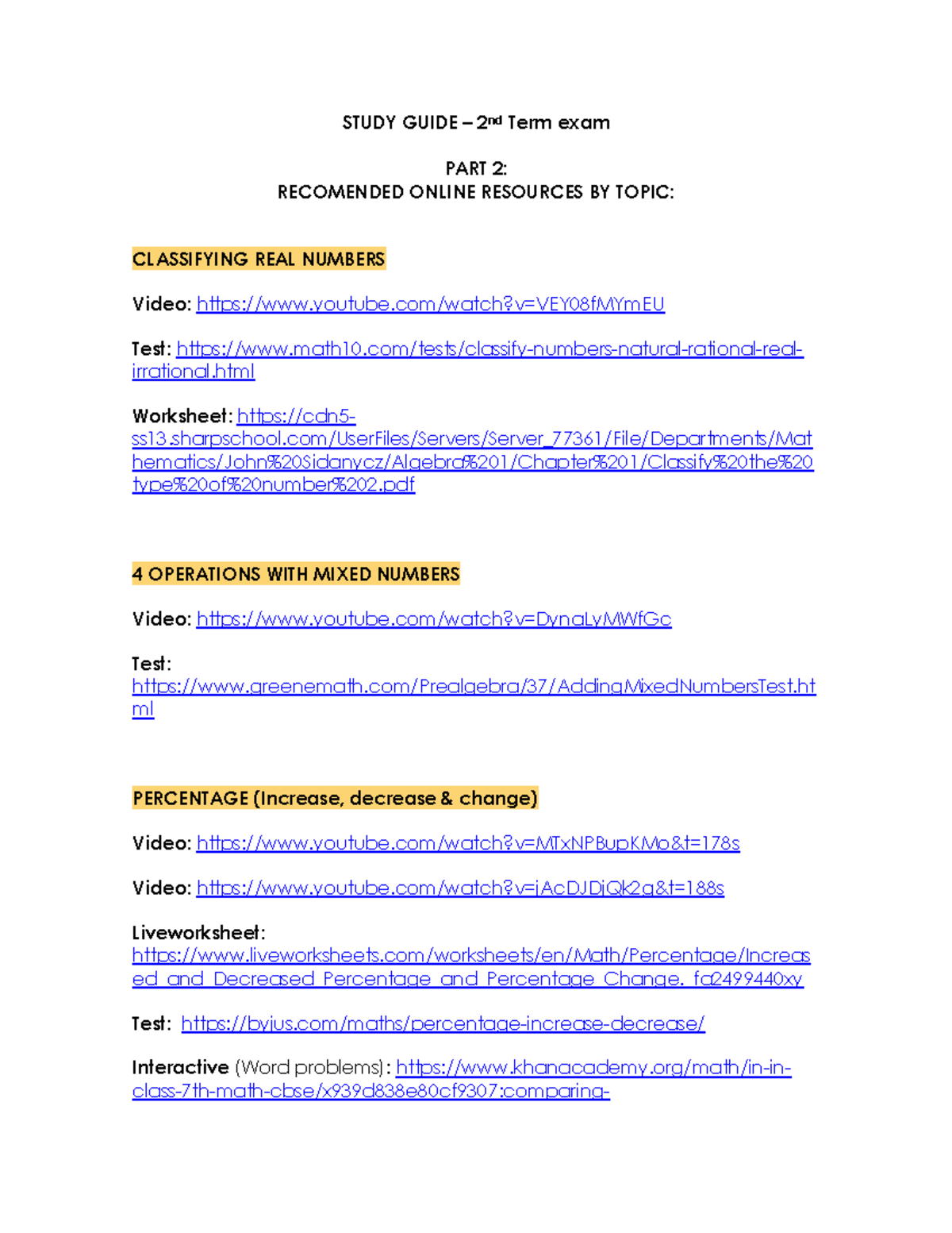Study Guide – Math 2 - apuntes - STUDY GUIDE – 2 nd Term exam PART 2 ...