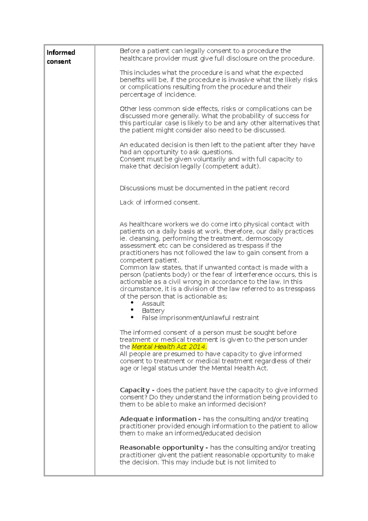 Informed consent lecture notes Holding out lecture notes overview and ...