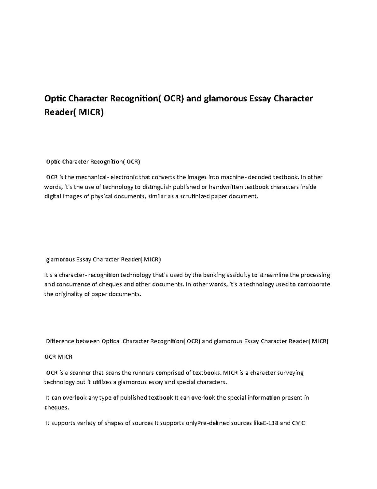 Optic Character Recognition OCR And Glamorous Essay Character Reader optic-character-recognition-ocr-and-glamorous-essay-character-reader