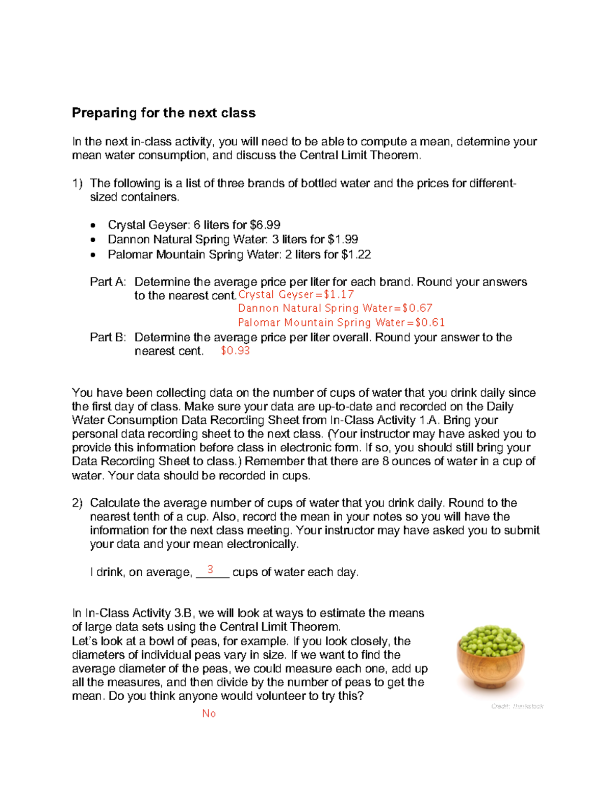 3B Preview - Preparing for the next class In the next in-class activity ...