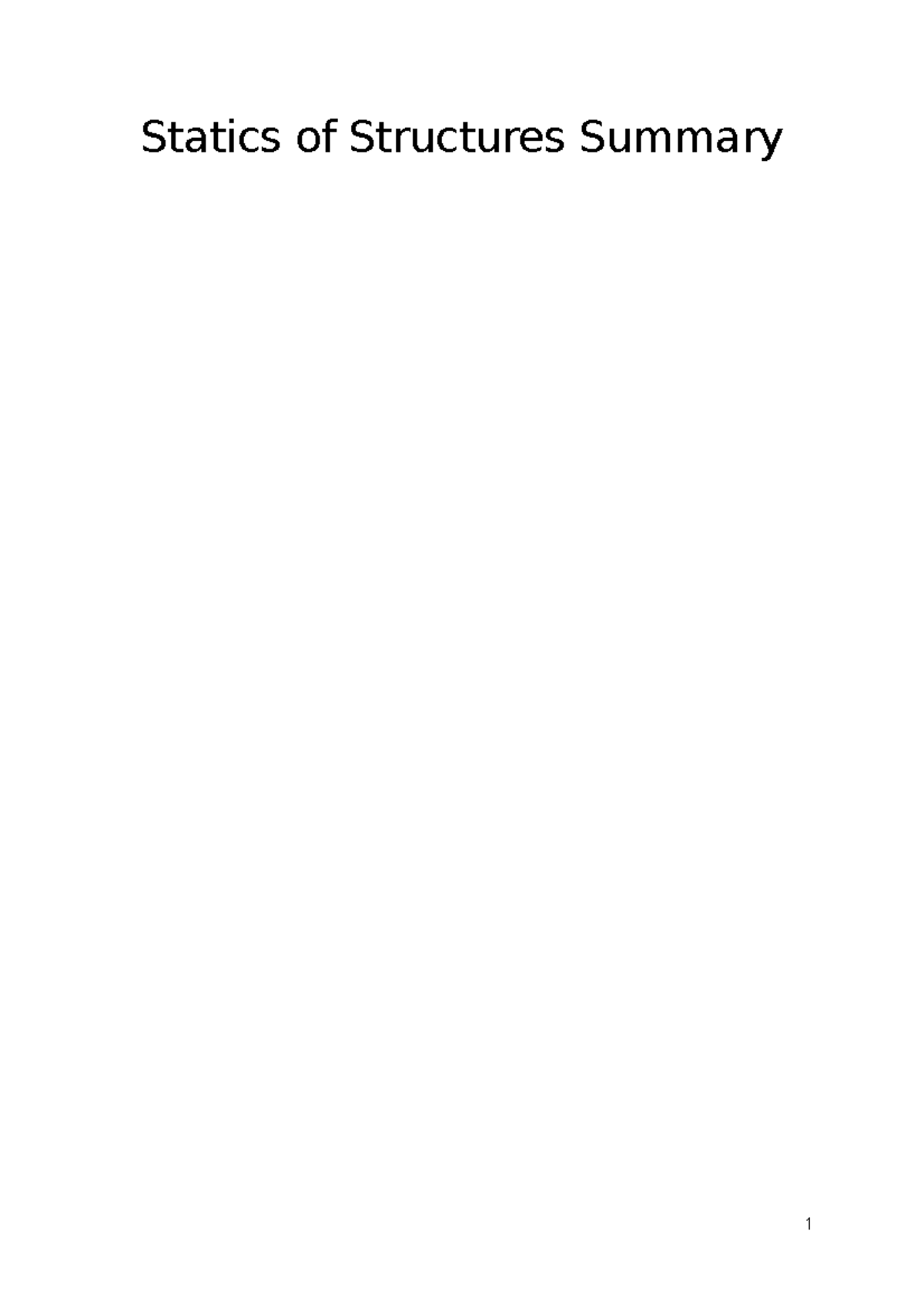 Summary Statics of structures Chapter 1-3 - Statics of Structures ...