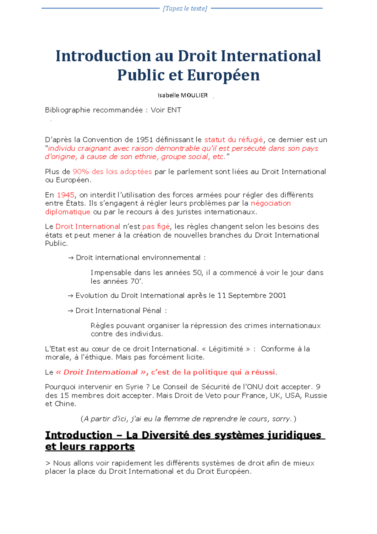 Introduction au Droit International Public et Européen - Introduction au Droit International ...