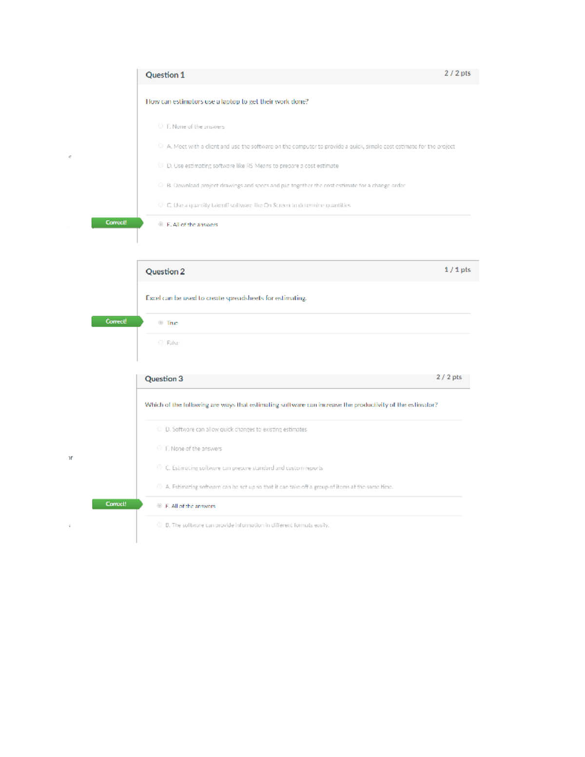 Ch 5 Computers in Estimating Quiz- Cost Estimation - CVEN 5233 - Studocu