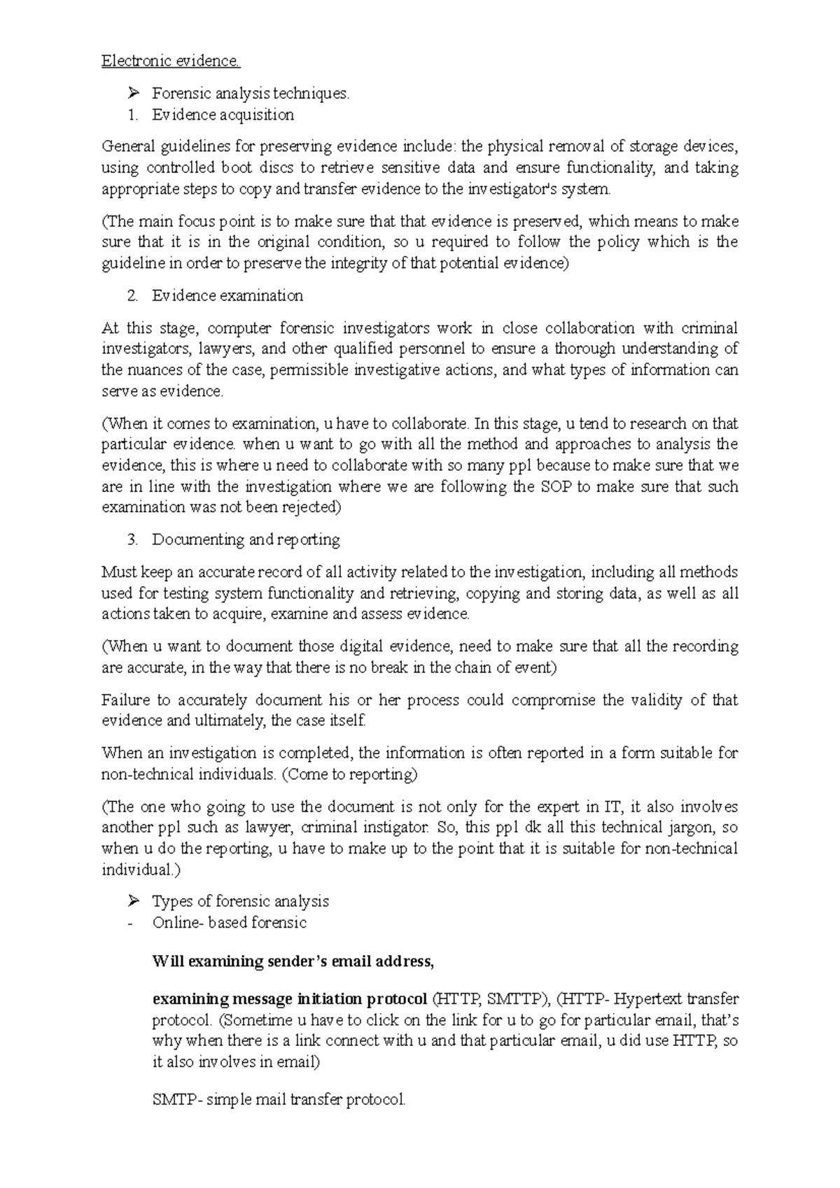 Electronic evidence - Forensic analysis techniques. Evidence ...