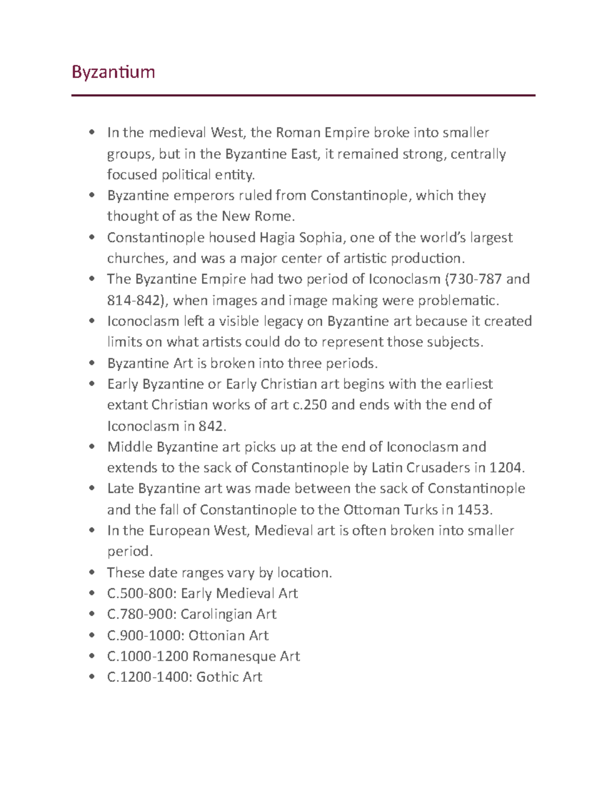 Byzantine - Lecture notes 2 - Byzantium In the medieval West, the Roman ...