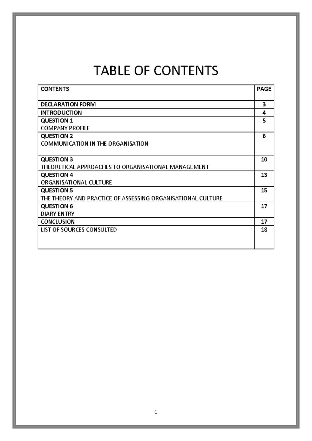 Portfolio EXAM COM2601 - TABLE OF CONTENTS CONTENTS PAGE DECLARATION ...