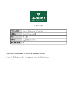 Financial Accounting 3B Case Study Amended - CASE STUDY PROGRAMME ...