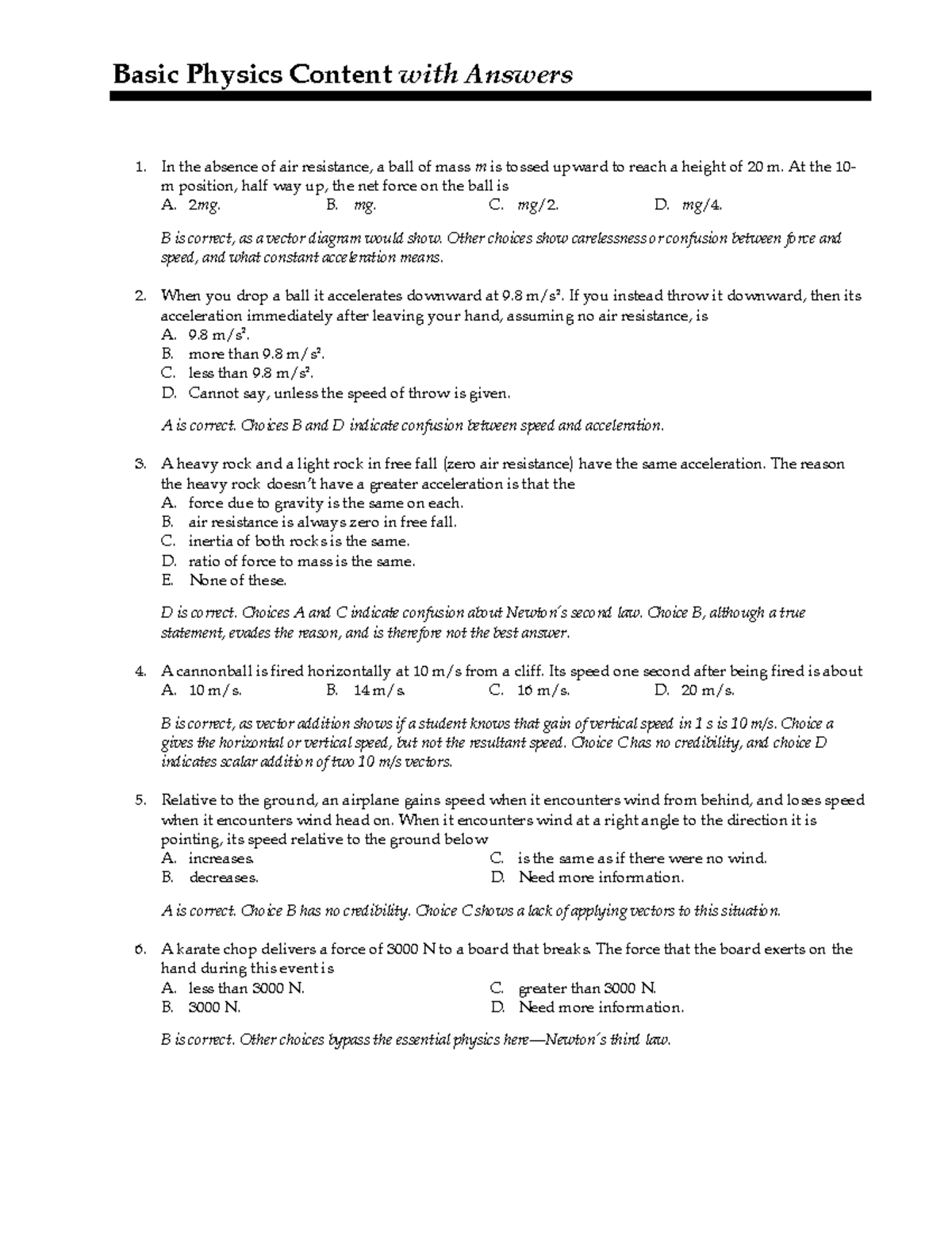 Sample/practice exam 12 October, questions and answers - Basic Physics ...