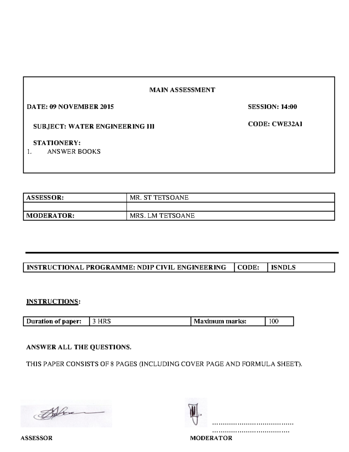 Exam 9 November 2015, questions and answers - Warning: TT: undefined function: 32 - Studocu
