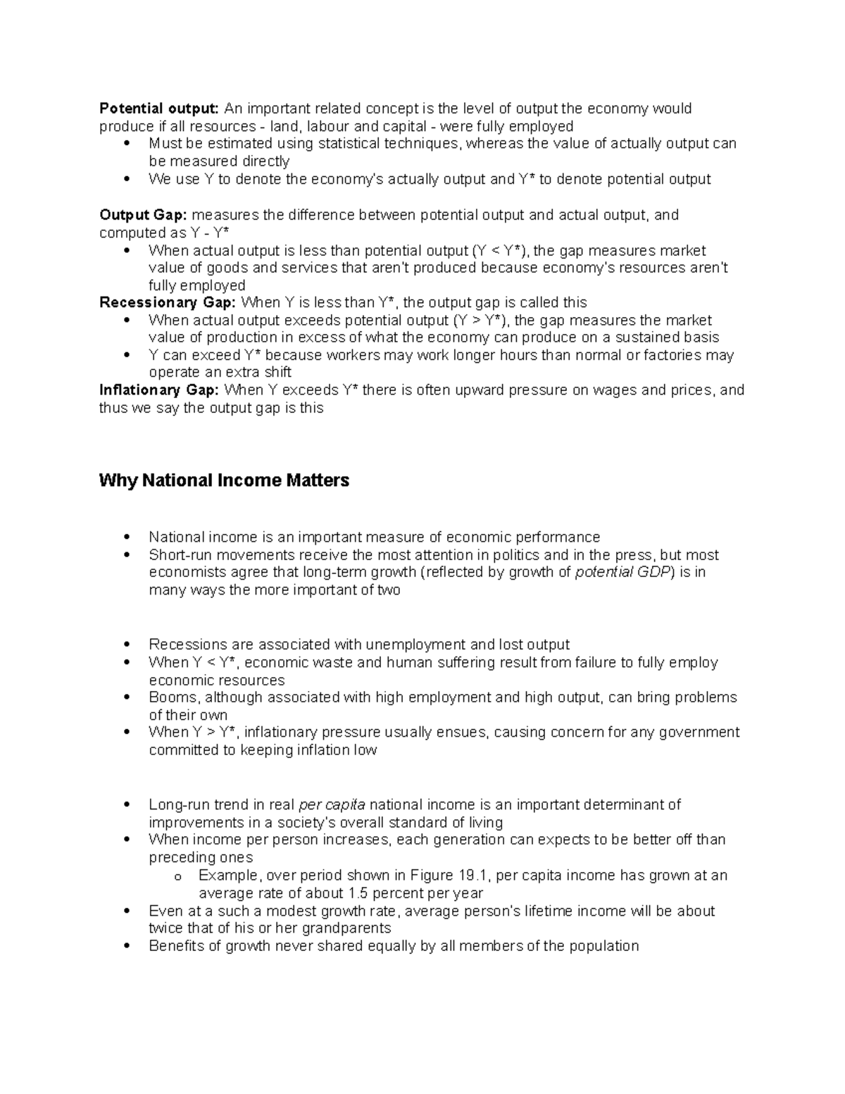 13 - lect notes - Potential output: An important related concept is the ...