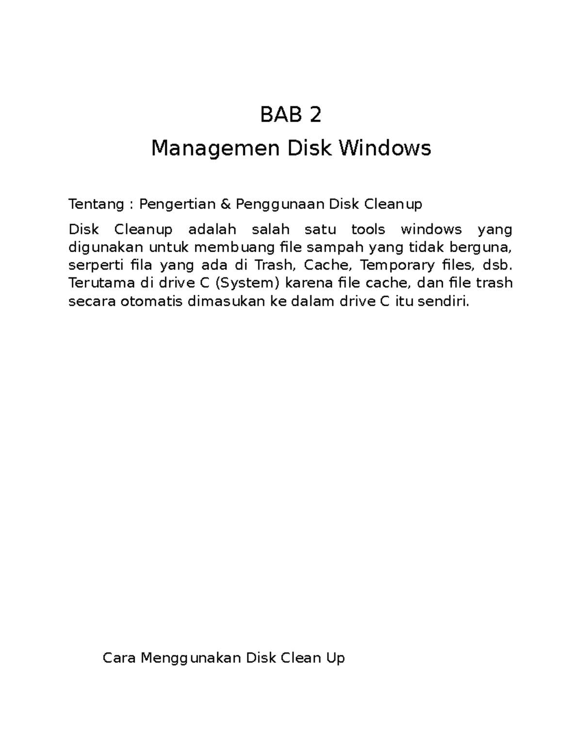 Modul 2 Management Disk - BAB 2 Managemen Disk Windows Tentang ...