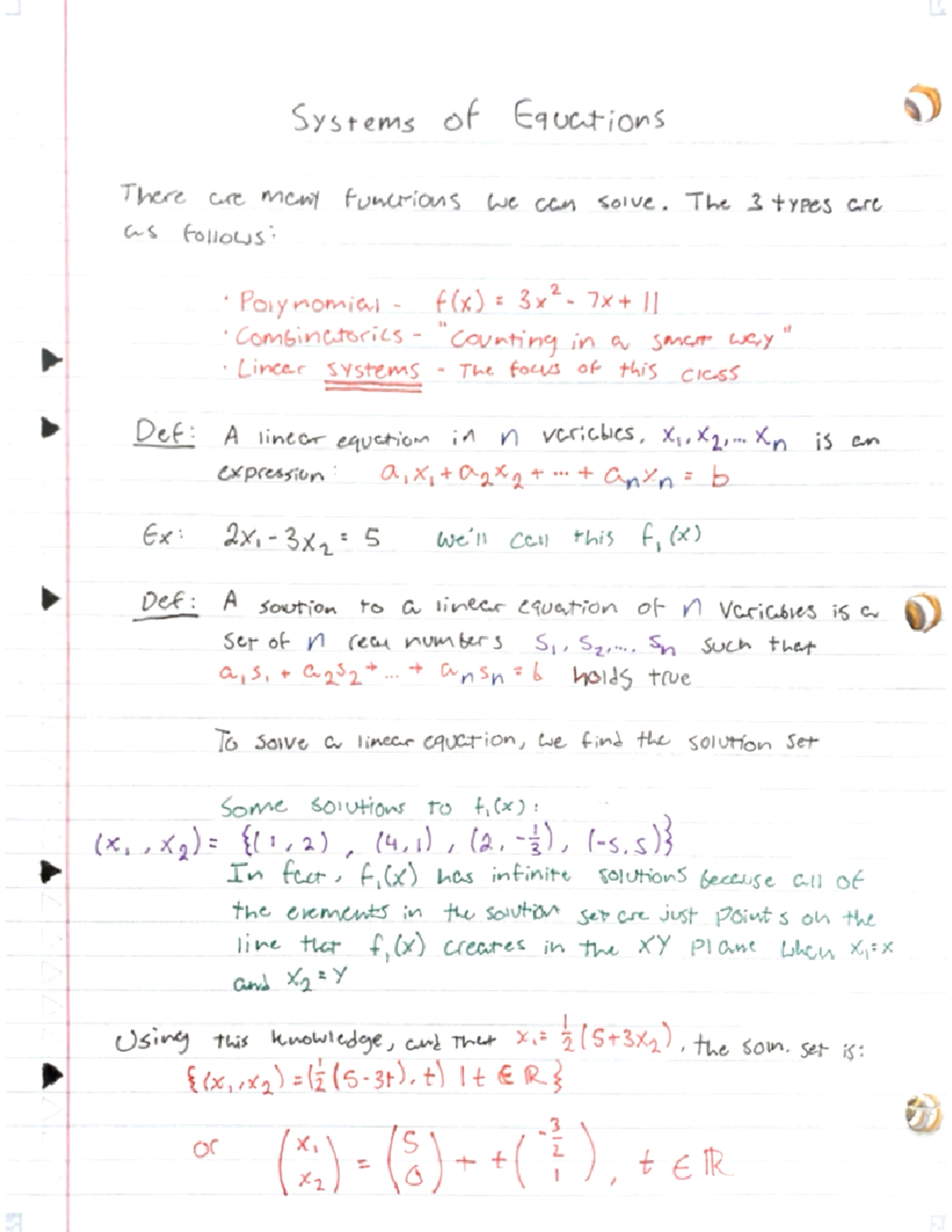 Systems of Equations and Intro to Matrices - MATH 2360 - Studocu