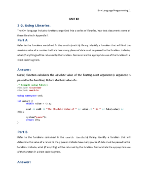 Unit #4 - Assignments - C++ Language Programming. 1 UNIT #4 4-2 ...
