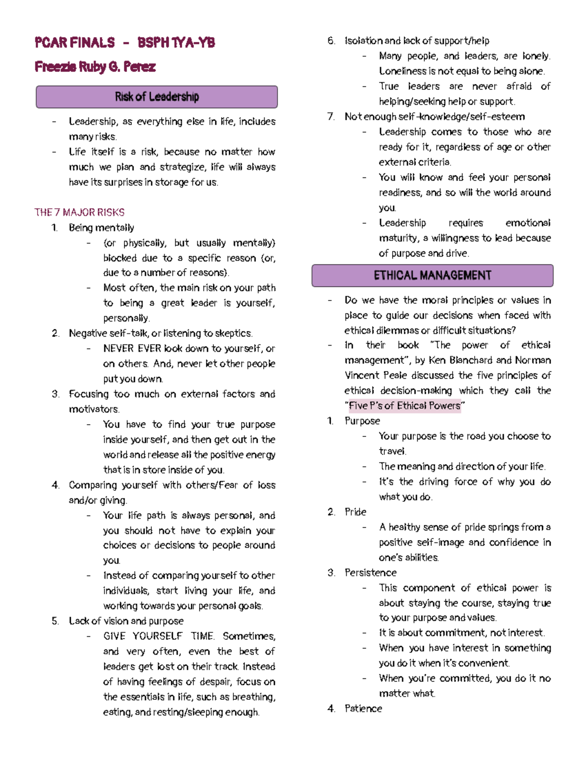 PMNL- Final - ……. - PCAR FINALS - BSPH 1YA-YB Freezia Ruby G. Perez ...