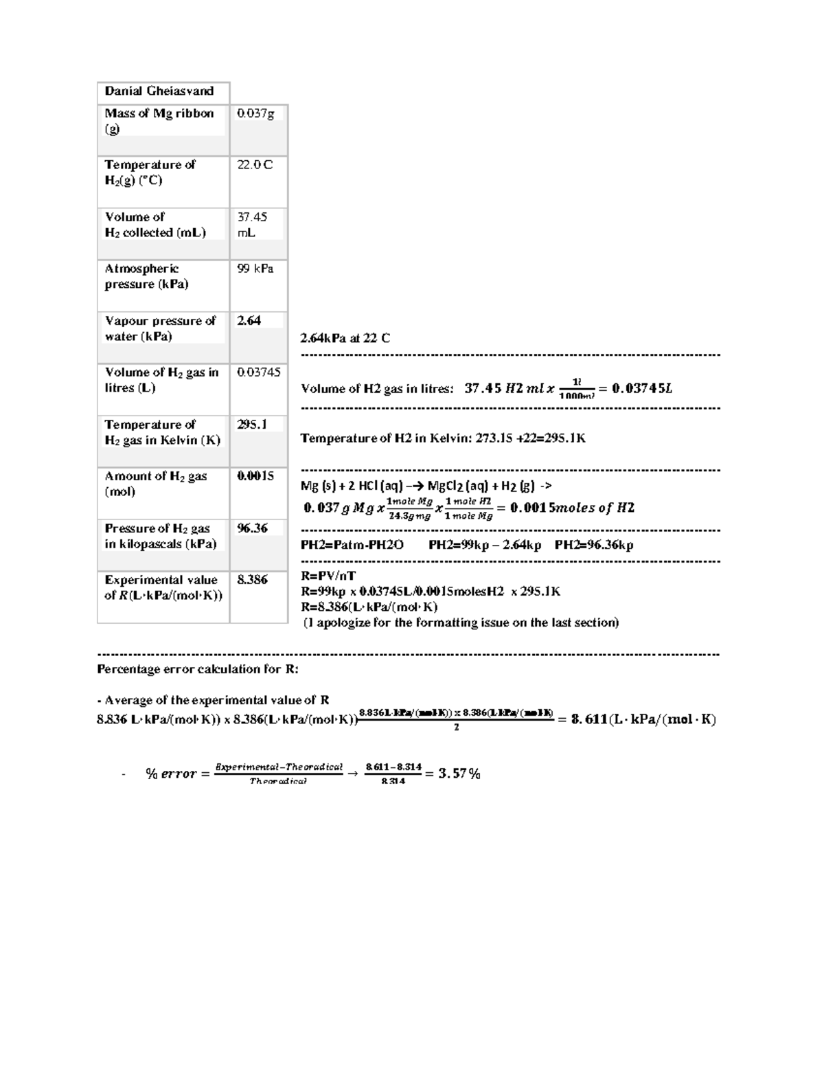 Lab 1 calculation sheet- Prof rashmi on lab flow - 2 at 22 C Volume of ...