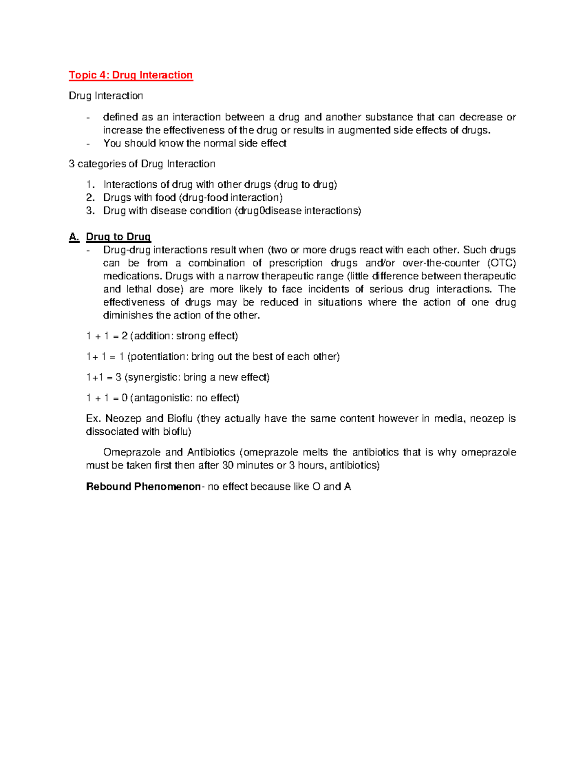 Topic 4 DRUG Interactions (General pharmacology 1 (For optometry and ...