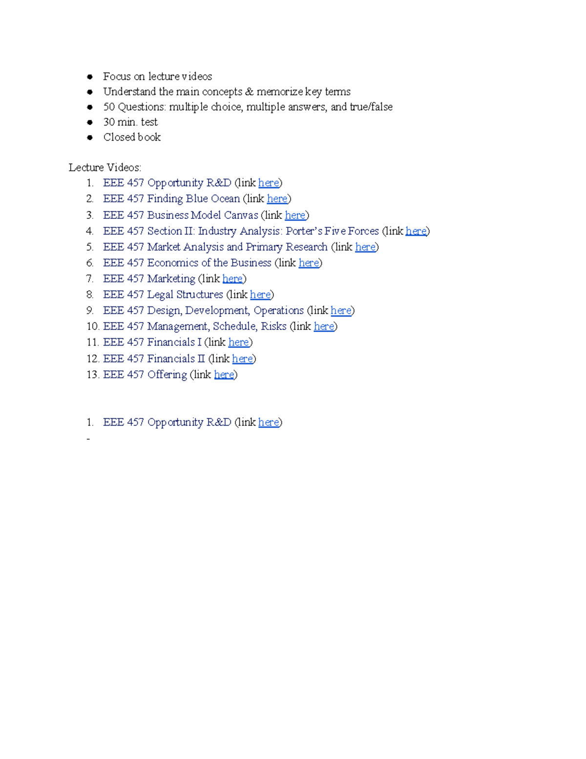 EEE 457 Midterm Study Guide - Focus on lecture videos Understand the ...