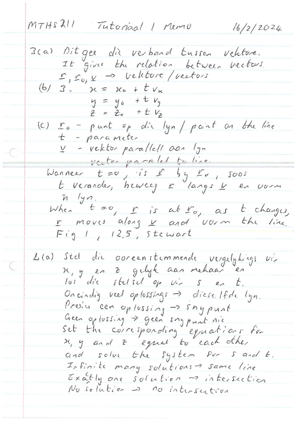 MTHS211 Tutoriaal 1 memo 2024 - MTHS211 - Studocu