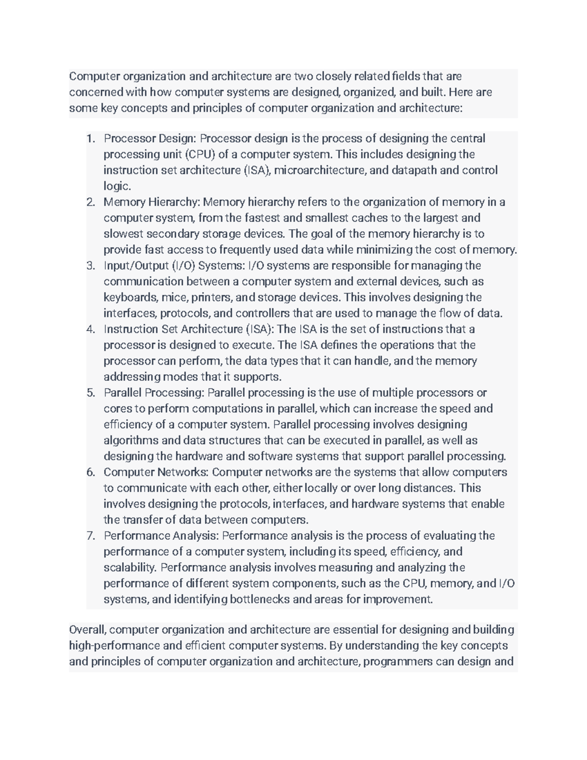 Computer organization and architecture - Here are some key concepts and ...