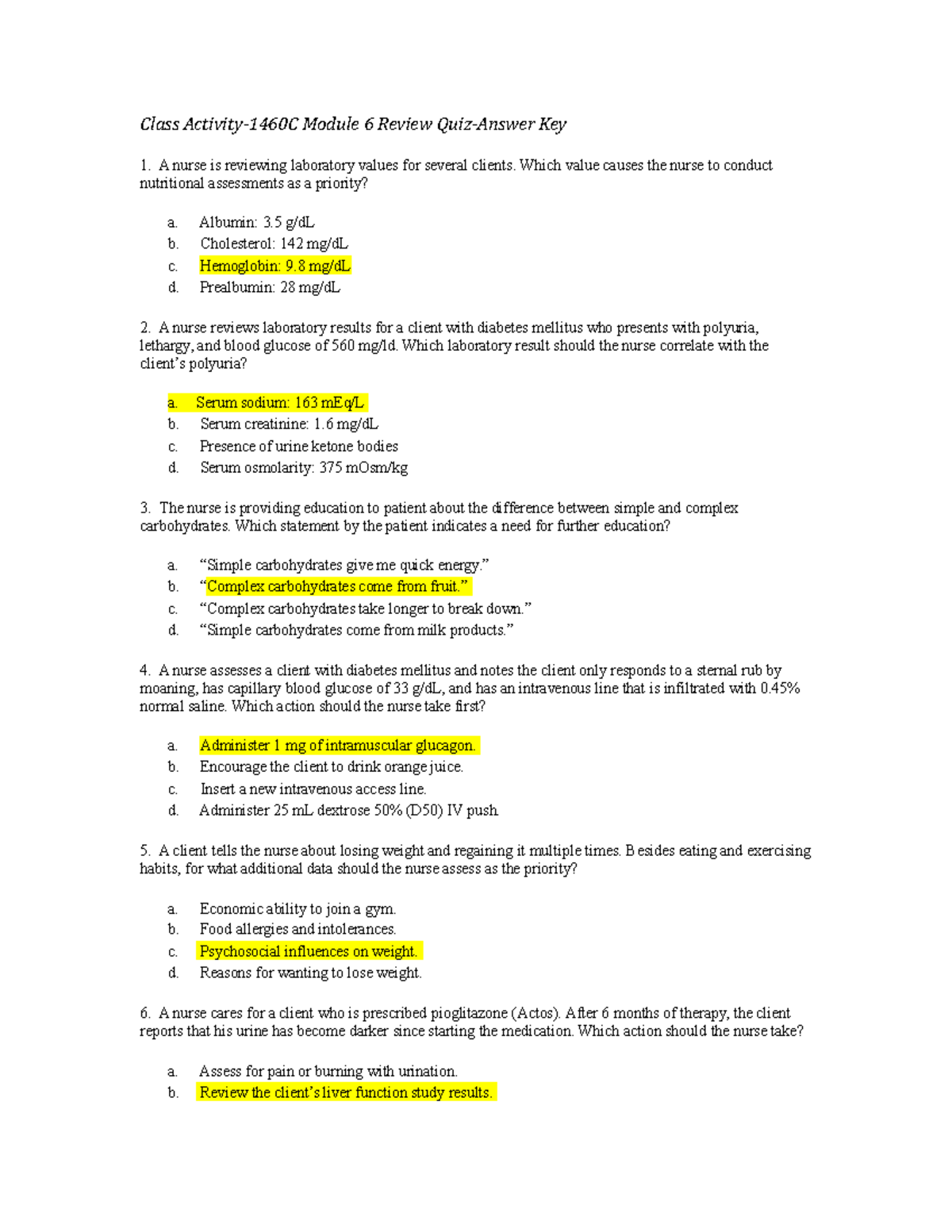 Class Activity-1460C Module 6 Review Quiz-Answer Key - Which value ...