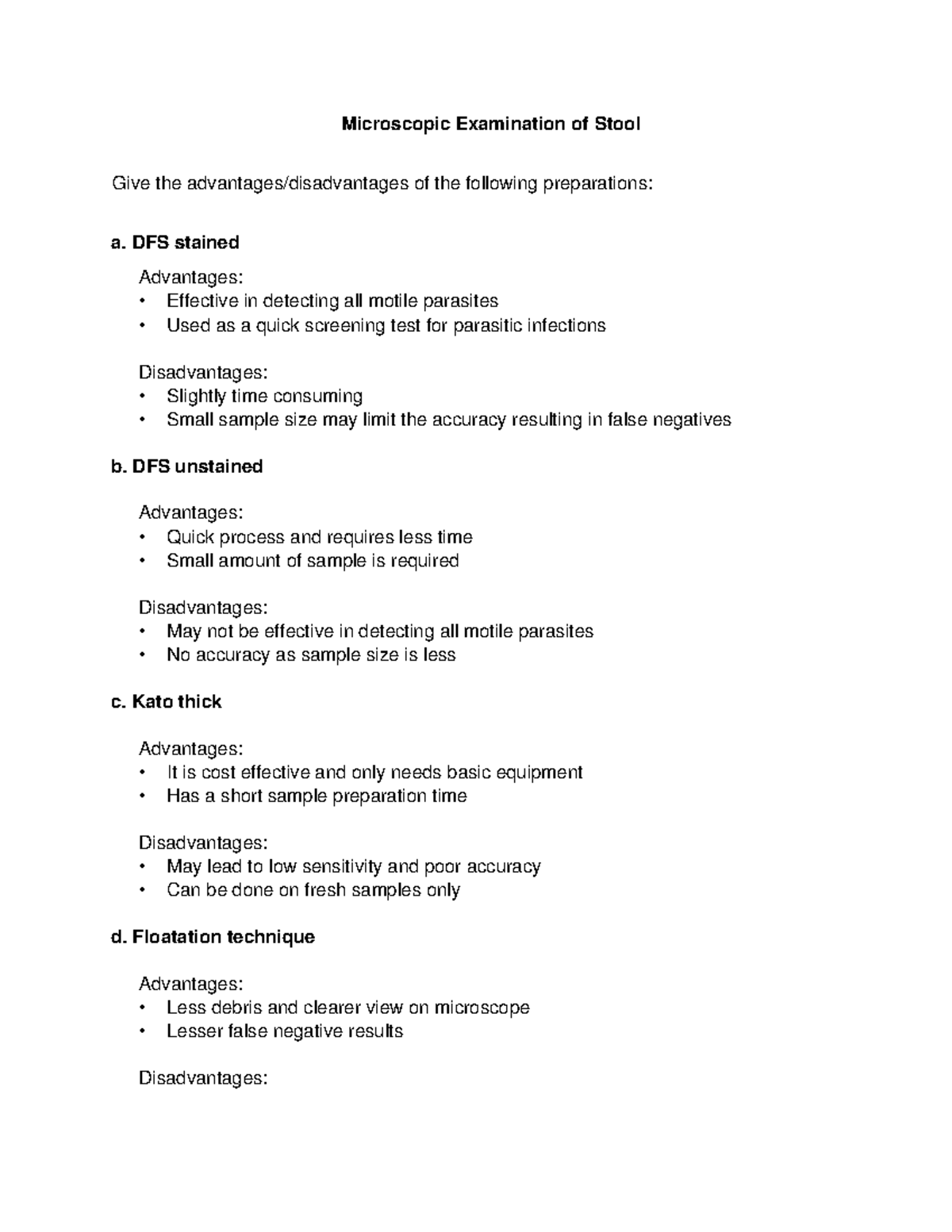 Microscopic Examination of Stool - DFS stained Advantages: Effective in ...