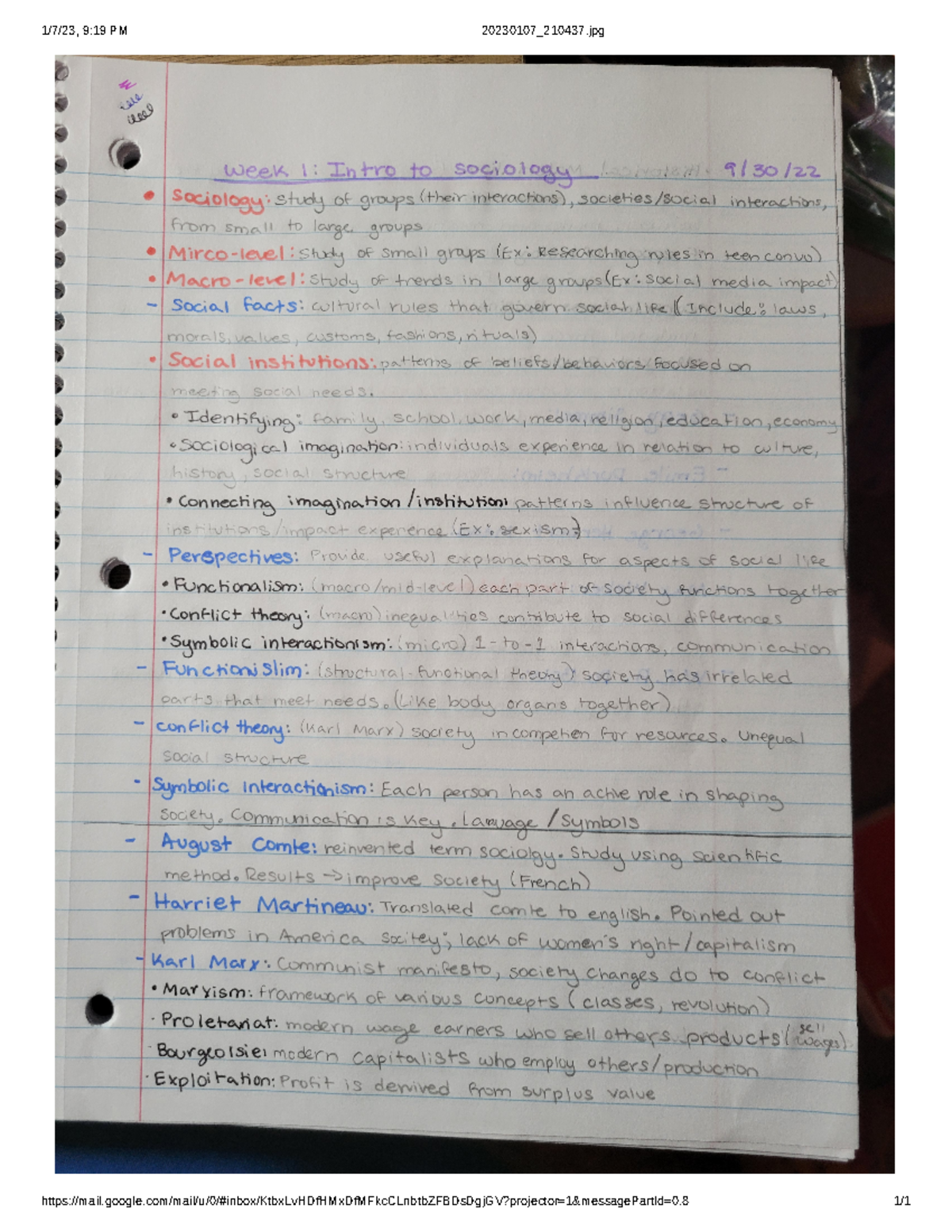 Unit 1 - Week one, Intro to sociology with Brad Bulycz - SOC 1305 - 1/7 ...