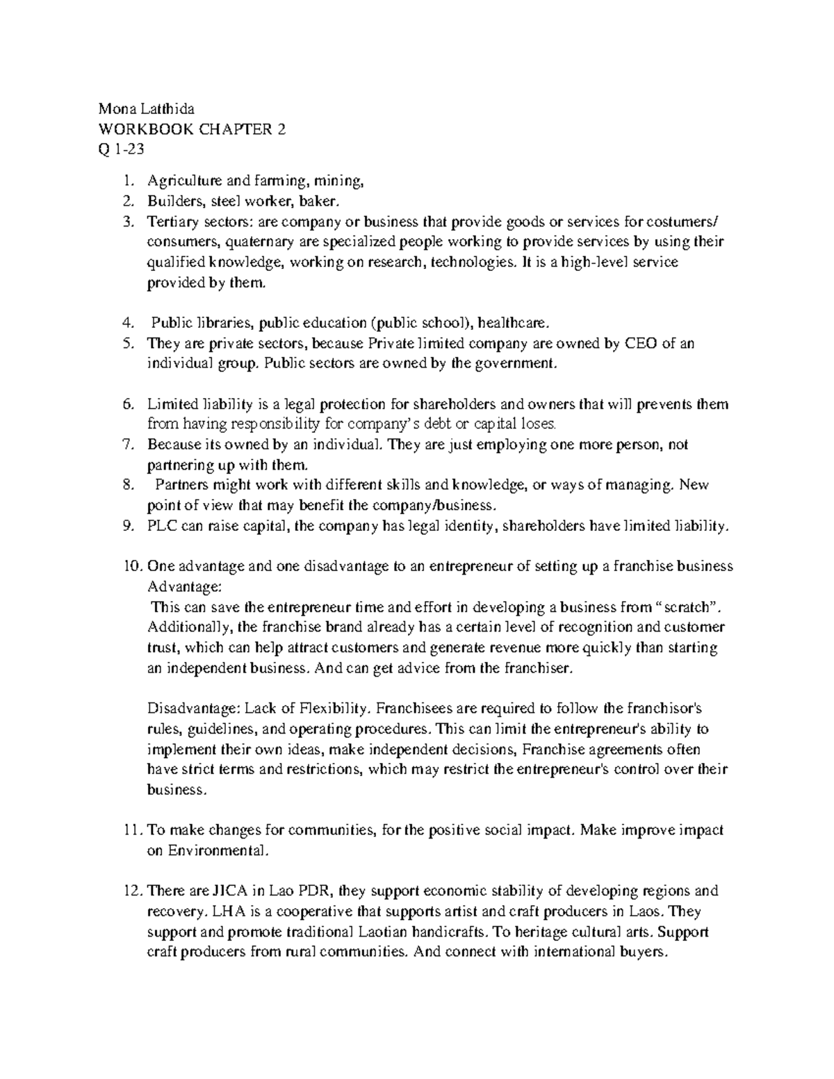 Mona Latthida Workbook Chapter 3 Q 1-23 - Mona Latthida WORKBOOK ...