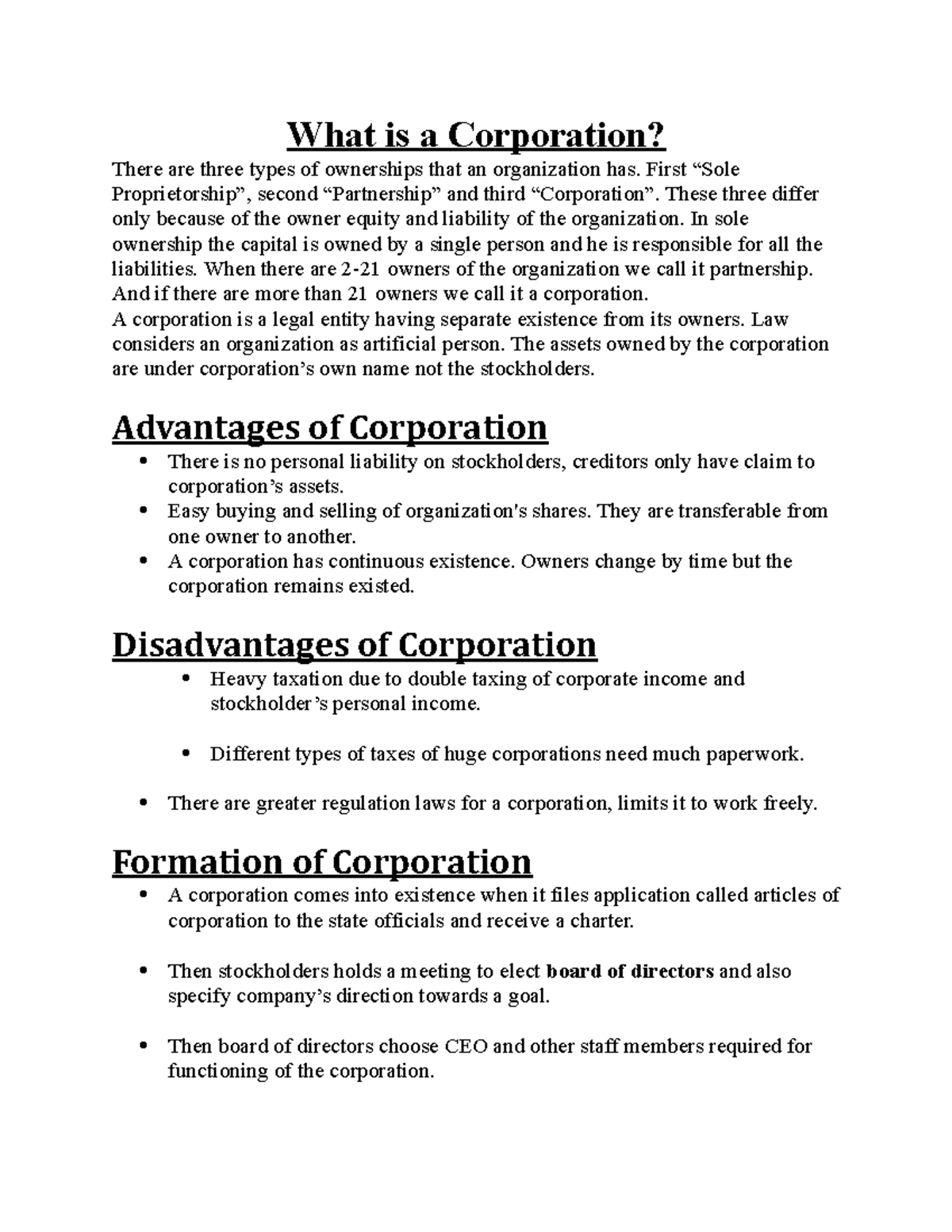 Assignment-Corporation) - What is a Corporation? There are three types ...