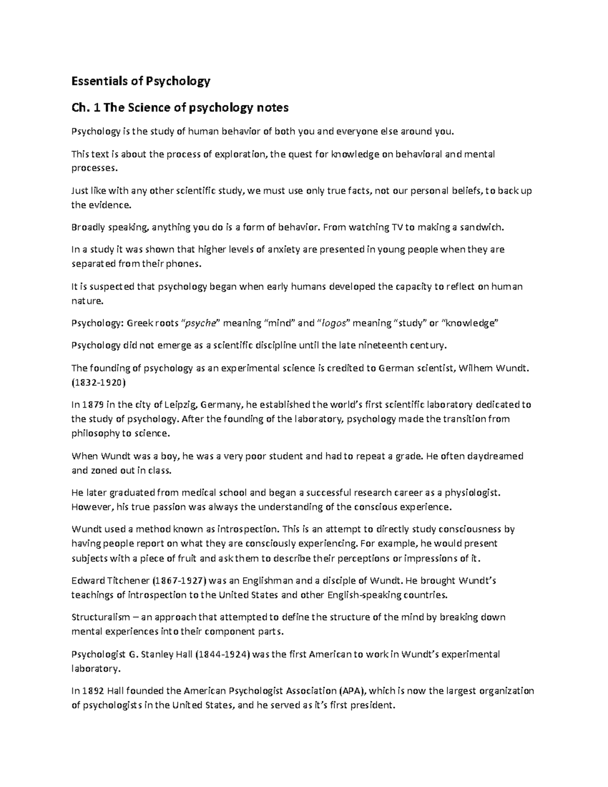 The Science of Psychology - Essentials of Psychology Ch. 1 The Science ...