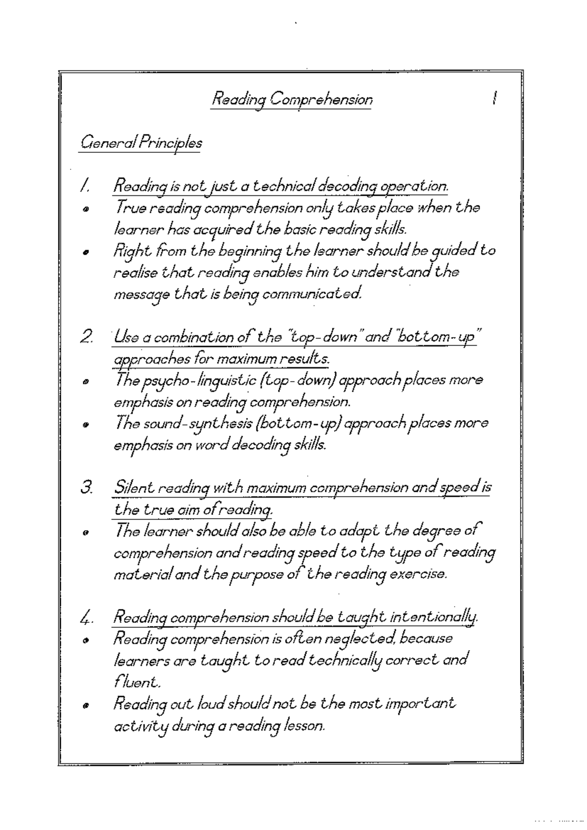 Reading comprehension and motivation - Reading Comprehension General ...