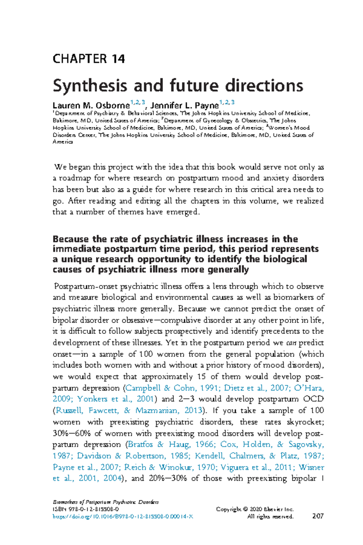 Chapter 14 Synthesis And Future D 2020 Biomarkers Of Postpartum Psychiatri