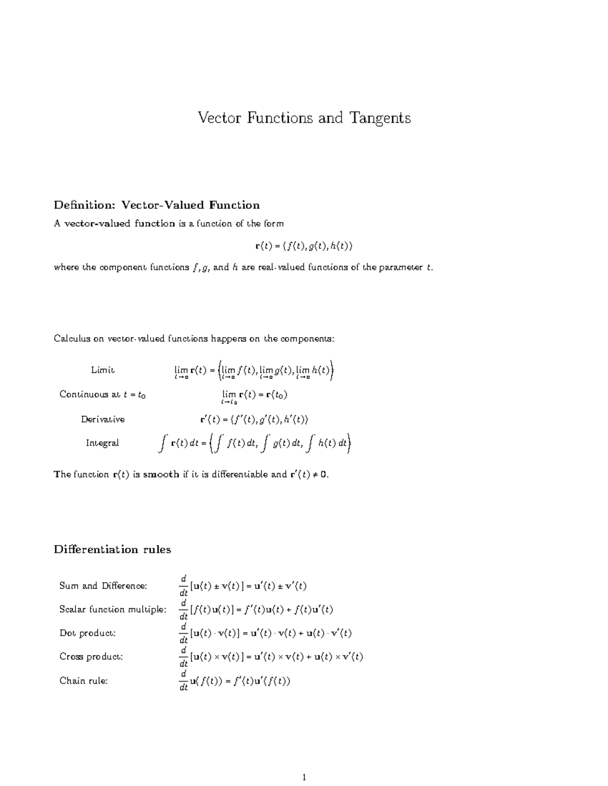 Lesson 25 Vector Functions (Solutions) - Vector Functions and Tangents ...