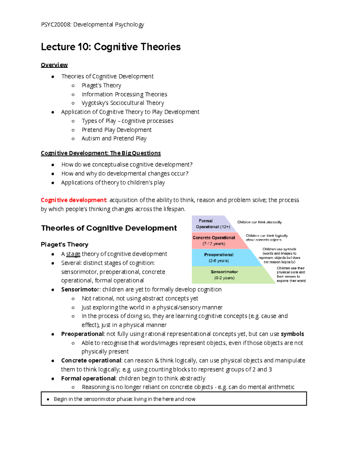 Lecture 10 Cognitive Theories - Lecture 10: Cognitive Theories Overview ...