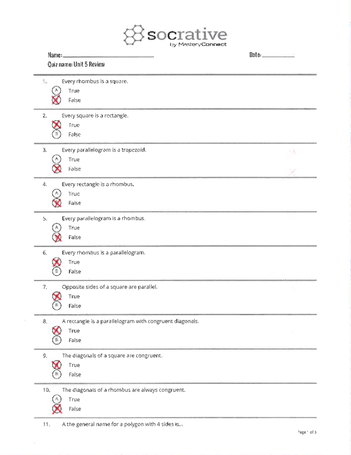 Unit 5 - Socrative Quiz - Answer Key - teacher education - Studocu