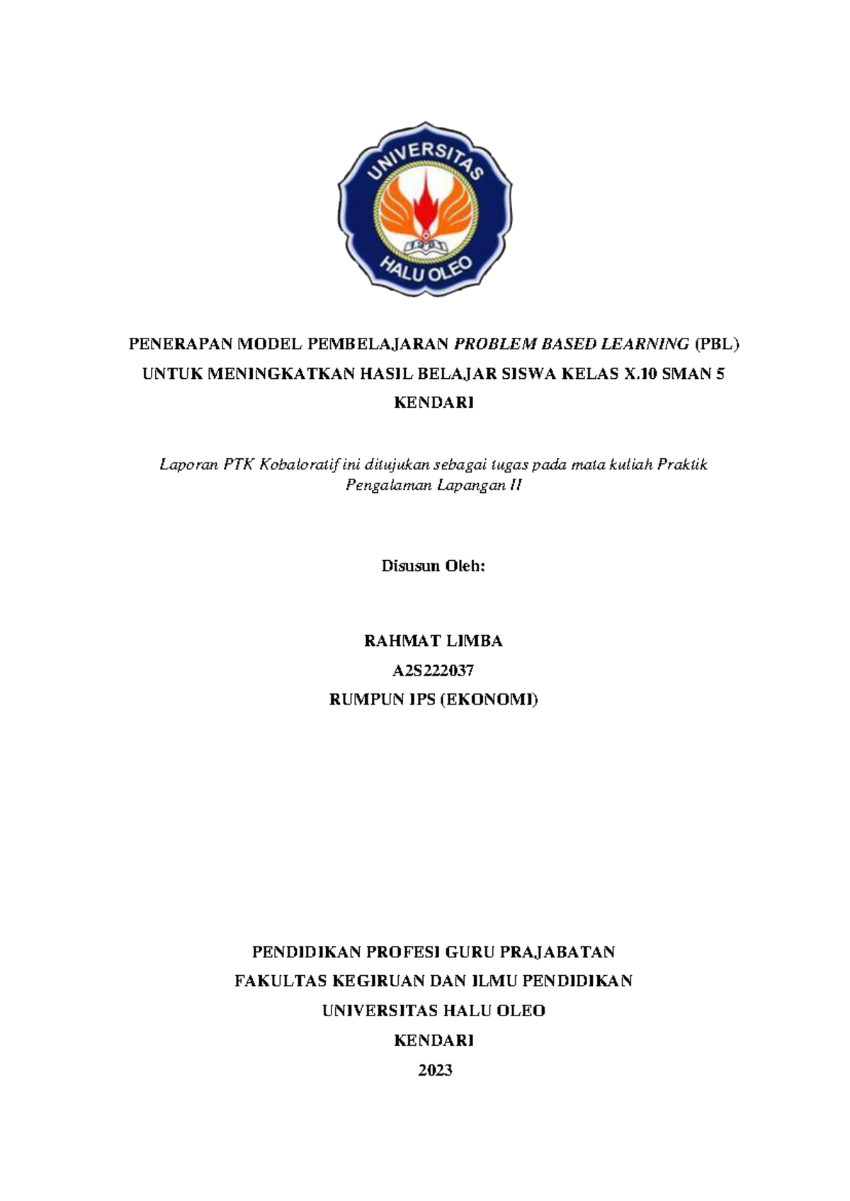 PTK Kolaboratif PPL II - PENERAPAN MODEL PEMBELAJARAN PROBLEM BASED ...