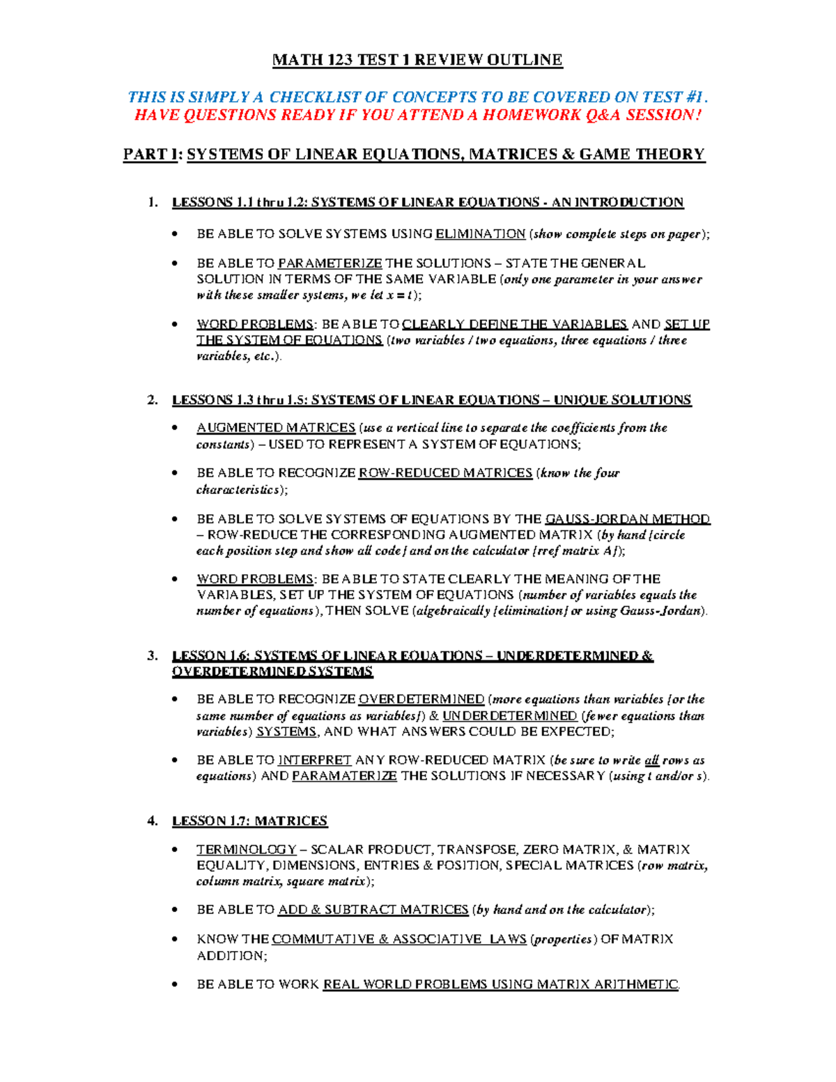 M123TEST1 Review - MATH 123 TEST 1 REVIEW OUTLINE THIS IS SIMPLY A ...