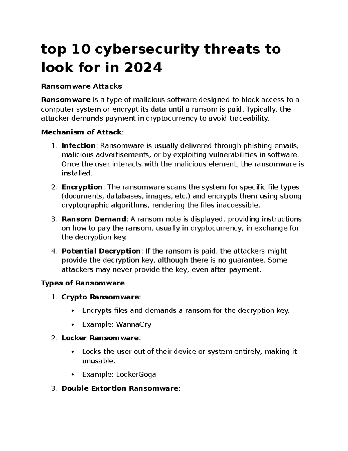 Top 10 cybersecurity threats to look for in 2024 - Typically, the ...