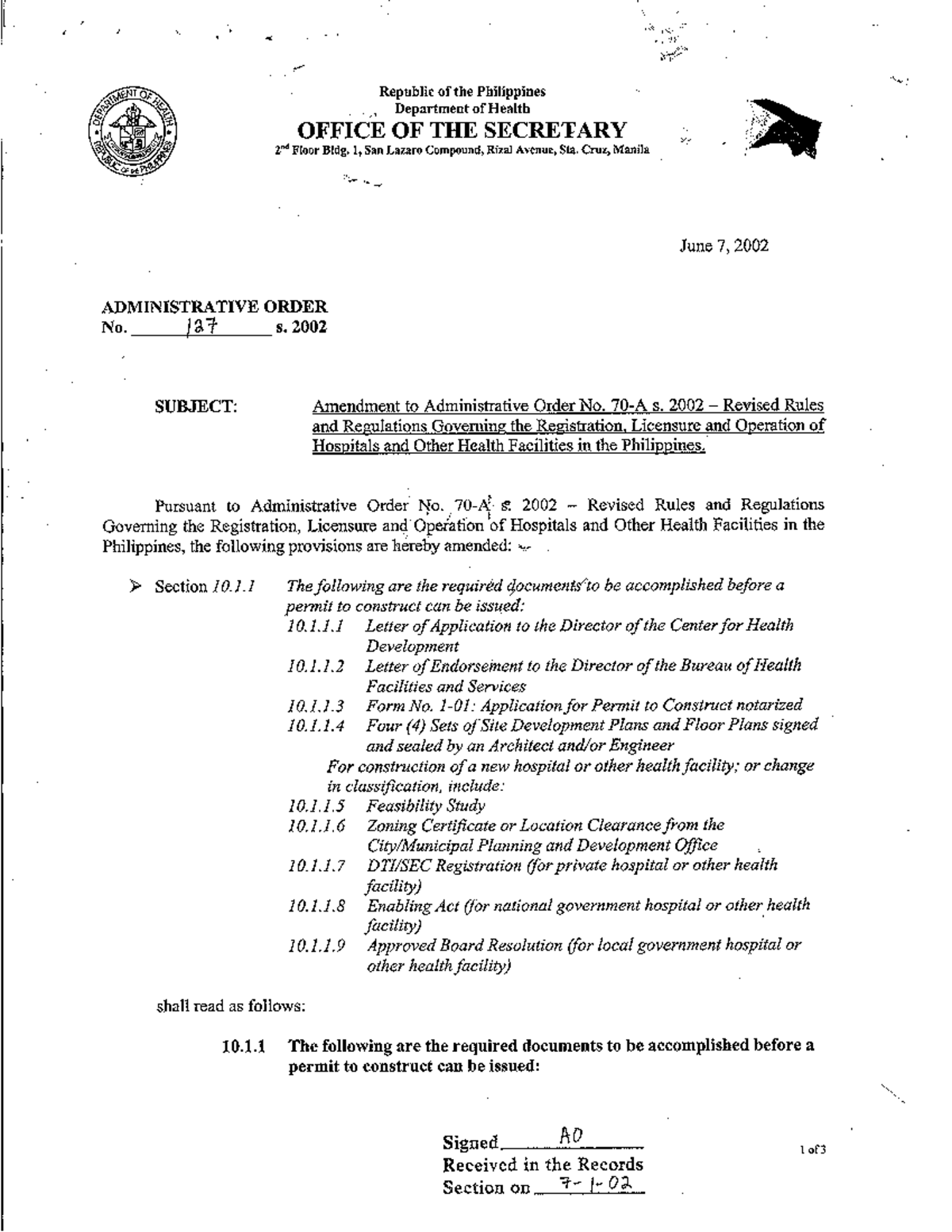 DOH - OF Republic of the Philippines STATEMENT Department of Health ...