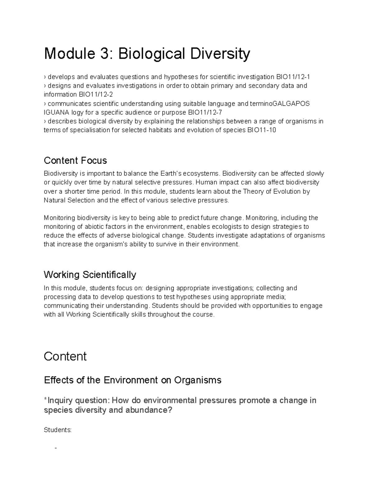 M3 Biological Diversity - Module 3: Biological Diversity › develops and ...