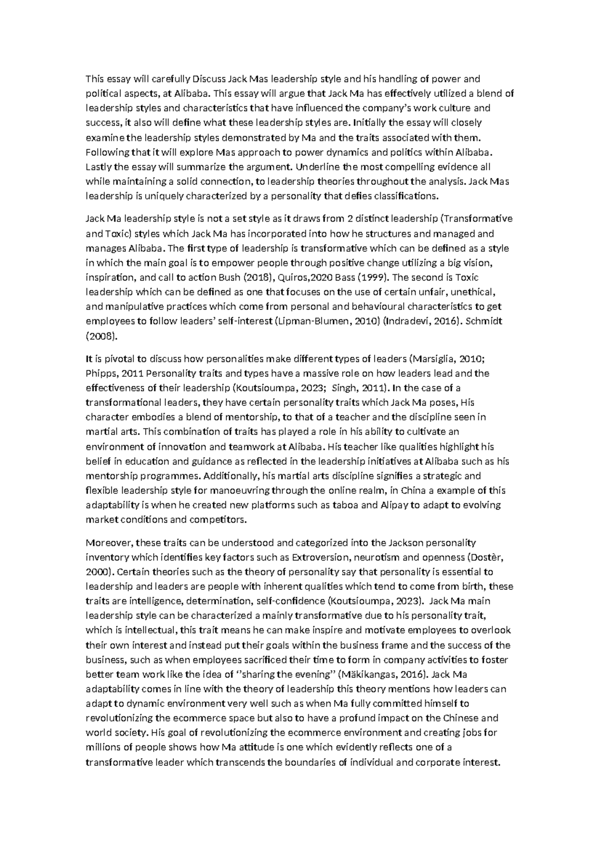 Leadership styles Jack Ma - This essay will carefully Discuss Jack Mas ...