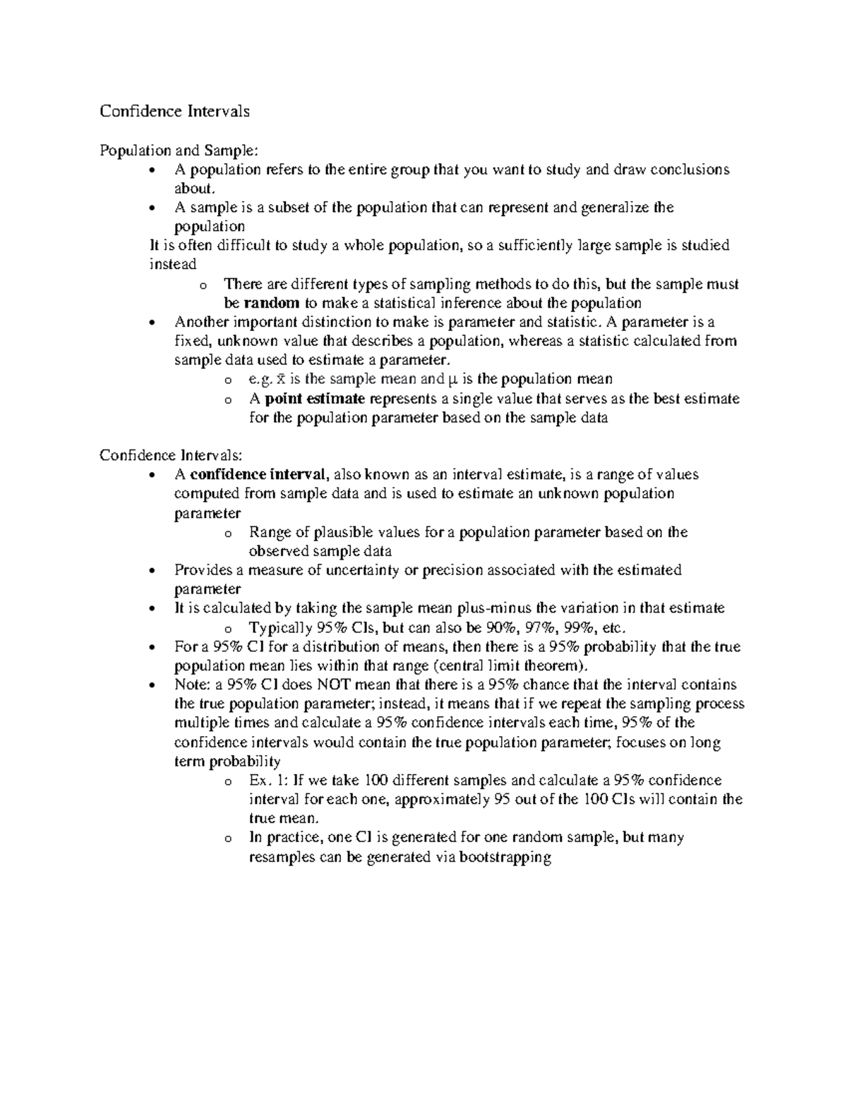 Confidence Intervals - Stat 1601 - UVA - Studocu