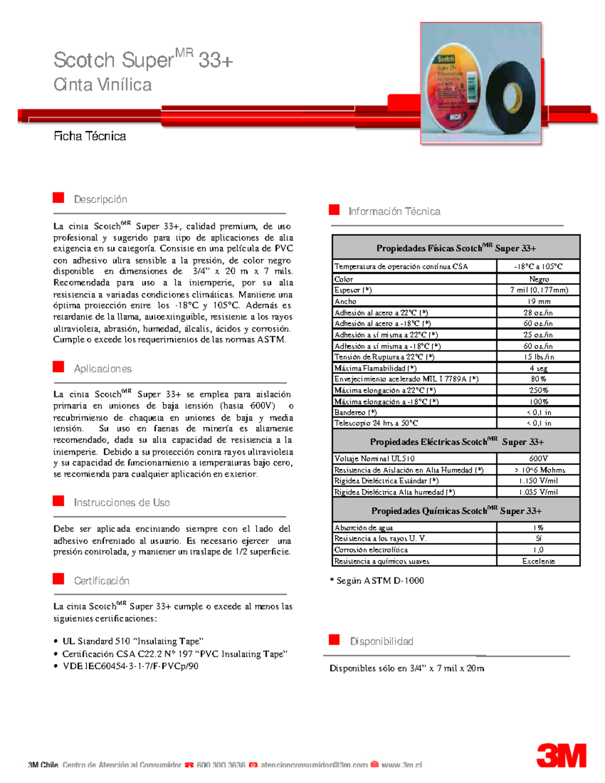 Cinta-3M- Scotch- Super-33 - Scotch Super MR 33+ Cinta Vinílica Ficha ...