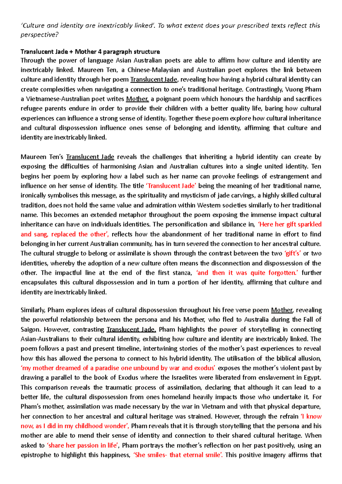 Asian Australian Poetry- Translucent+Mother Essay - ‘Culture and ...