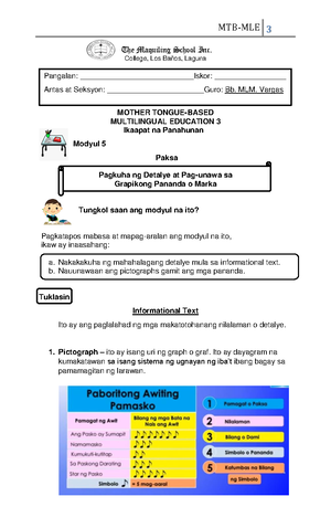 Grade 1 MTB - Simple lecture notes about Mother Tongue. - TRANS ...